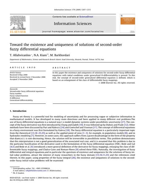 Toward The Existence And Uniqueness Of Solutions Of Second Order Pdf