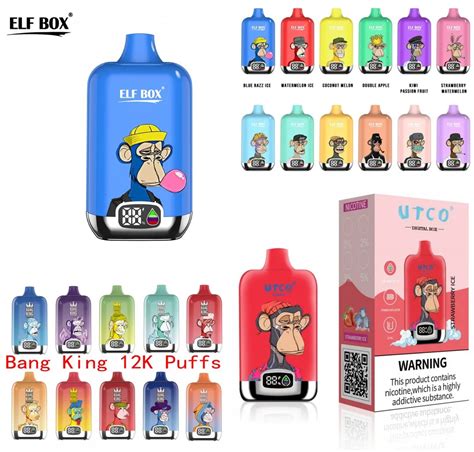 Puff 12k 12000 Puffs Vape Jetable Boîte Numérique Elf Box Bang King Utco Bobine De Maille E