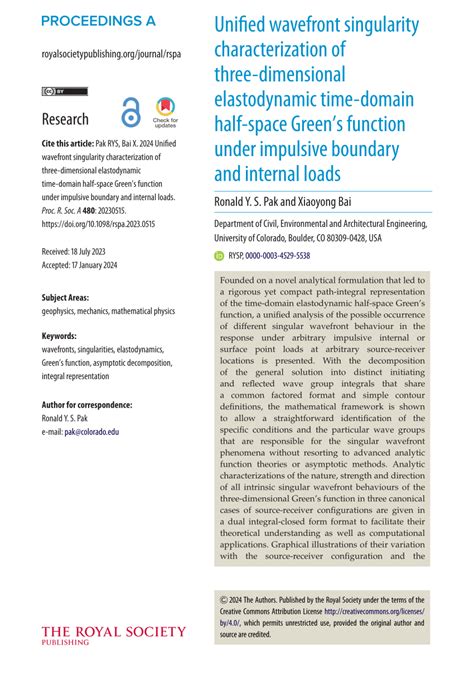 Pdf Unified Wavefront Singularity Characterization Of Three Dimensional Elastodynamic Time