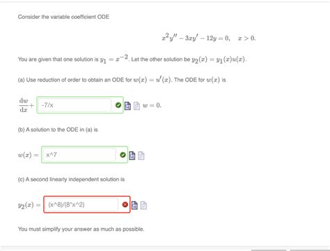 Solved Consider The Variable Coefficient Ode 22 Y 3xy