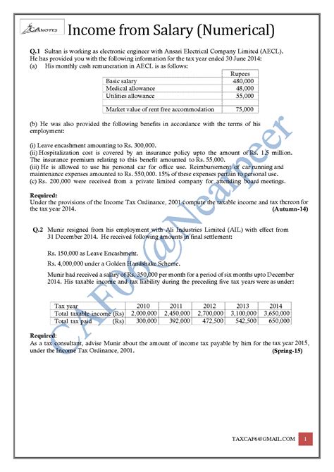 SOLUTION Income From Salary Numerical Questions Studypool