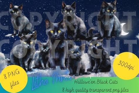 Watercolour Black Cats Graphic By Litha Prints · Creative Fabrica