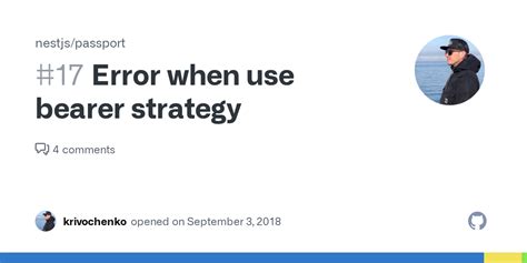 error when use bearer strategy · issue 17 · nestjs passport · github