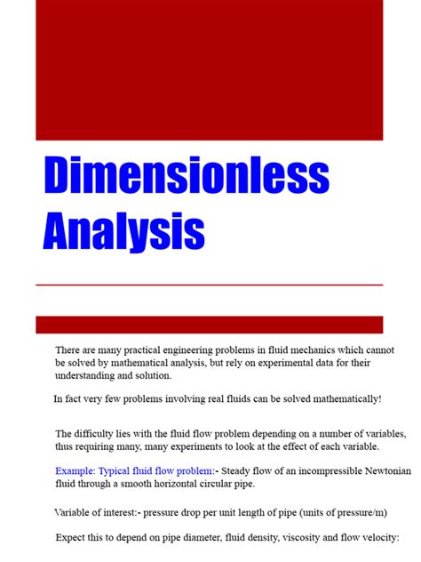 Dimensionless Analysis 2 Download Free Pdf Fluid Dynamics