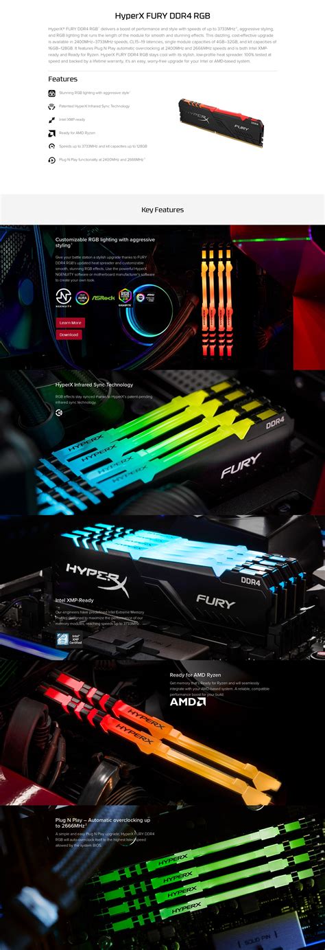 Kingston HyperX FURY RGB DDR GB MHz Cl Gaming Memory HX C FB A