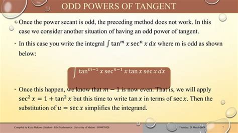 Integrals Involving Powers Of Tan And Trig Substitutionpptx