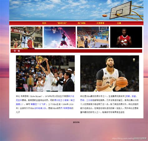 Html网页设计期末课程大作业~体育篮球5页面带登录 Csdn博客
