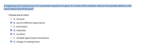Solved A Single Base Pair Mutation Occurs In A Promoter Chegg Com