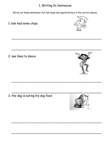 Punctuating Sentences Capital Letters Full Stops Activities