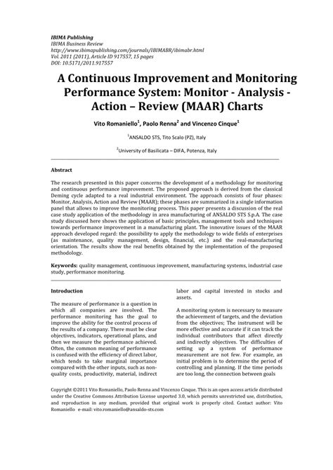 Pdf A Continuous Improvement And Monitoring Performance System Monitor Analysis Action Review