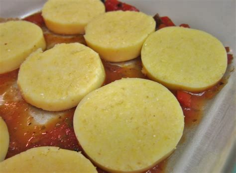 The Vegan Chronicle Cheesy Polenta Casserole With Roasted Bell Pepper Sauce