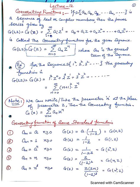 Lecture12 Generating Function Pdf