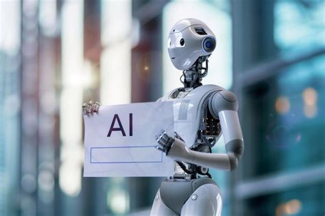 Premium Photo Smart Robot Holding Sign Aimachine Learning