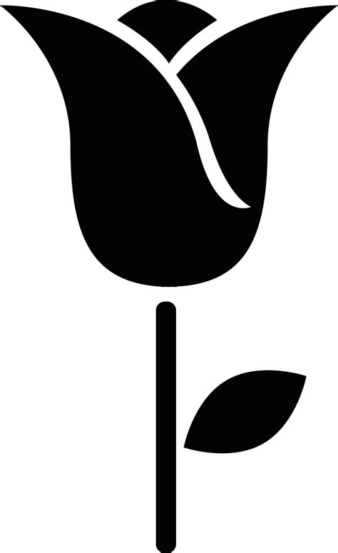 Black And White Illustration Of Rose Flower Icon 24254674 Vector Art