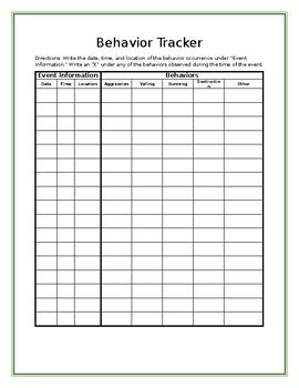 Basic Behavior Tracking Sheet By GrayBA TPT