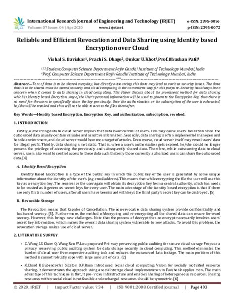Pdf Irjet Reliable And Efficient Revocation And Data Sharing Using Identity Based Encryption