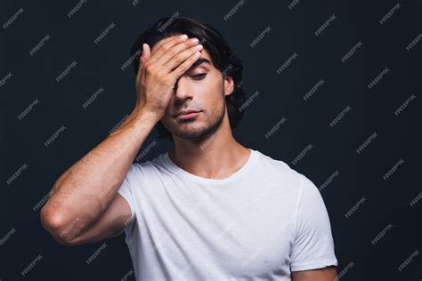Premium Photo Feeling Despair Hopeless Young Man Covering Face With