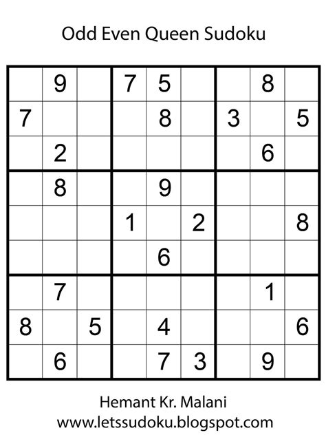 Let S Sudoku Sudoku Odd Even Queen Sudoku