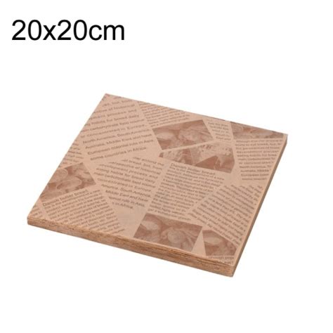 500매팩 델리 기름 방지 종이 베이킹 포장지 음식 바구니 라이너 종이 20x20cm 브라운