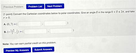 Solved Point Convert The Cartesian Coordinates Below Chegg