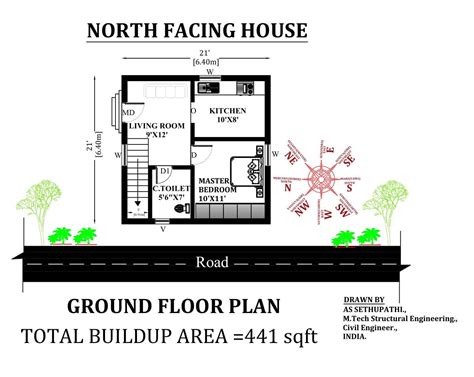 X North Facing Single Bhk House Plan As Per Vastu Shastra