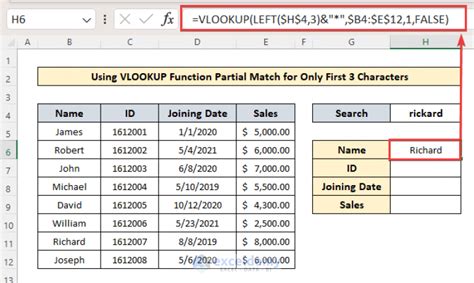 Excel Vlookup For Partial Match In Table Array 3 Examples