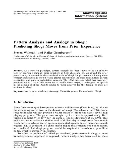 Pattern Analysis And Analogy In Shogi Pr Pdf Cognition Chess