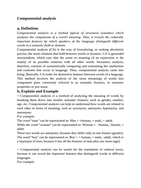 Componential Analysis Pdf