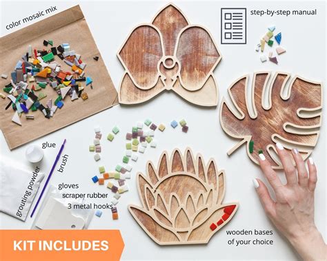DIY Kit For Adults Mosaic Kit For Beginners Wooden Flowers Etsy