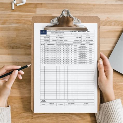 Continuity Test Form Electrical Testing Template Testing And Commissioning Acceptance Megger
