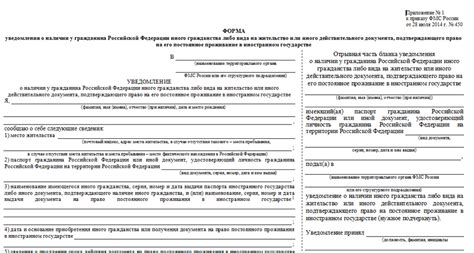 Бланк уведомления о подтверждении проживания иностранного гражданина