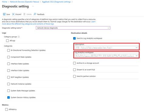 Azure Operator Nexus Network Fabric에서 진단 설정 구성 및 구성 차이점 모니터링 Microsoft Learn