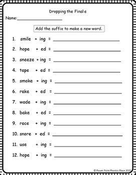 Dropping E Before Adding Suffix Ing Ed Power Point And Activities