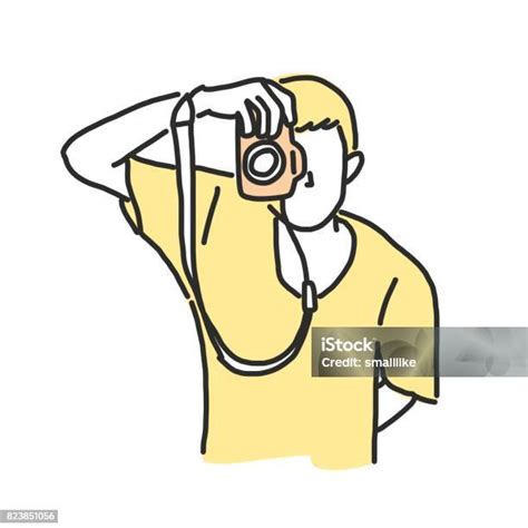 다양 한 사진 포즈 핸드 그린입니다 선 도면입니다 벡터 일러스트 레이 션 관광에 대한 스톡 벡터 아트 및 기타 이미지 관광