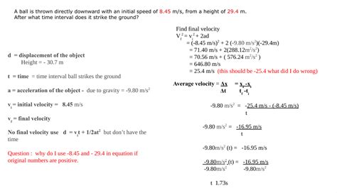 Solved A Ball Is Thrown Directly Downward With An Initial