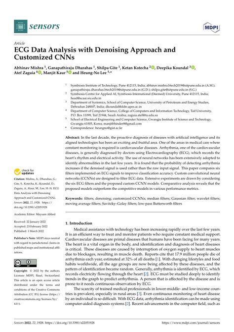 Pdf Ecg Data Analysis With Denoising Approach And Customized Cnns