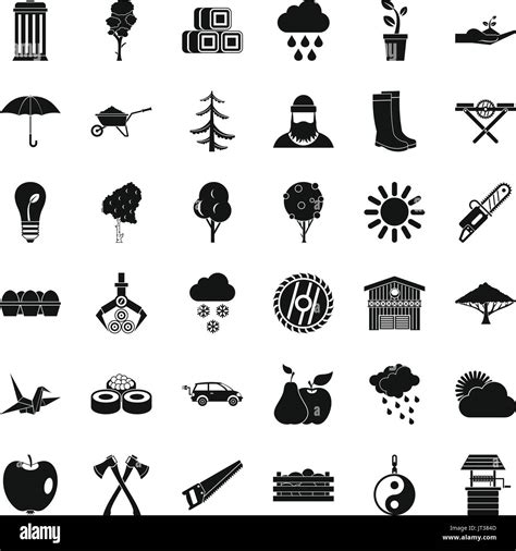 Tree Icons Set Simple Style Stock Vector Image Art Alamy