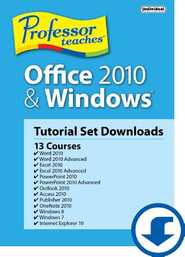professor teaches office 2010 and windows tutorial set [download
