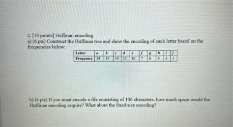 Solved 2 10 Points Huffman Encoding A 6 Pts Construct
