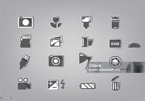 Photography Icons And Camera Function With White Stock Illustration