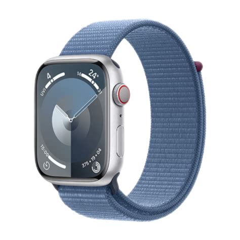 Apple智能手表 Apple 苹果 Watch Series 9 智能手表 Gps蜂窝网络款 45mm 银色铝金属表壳 凛蓝色回环式运动