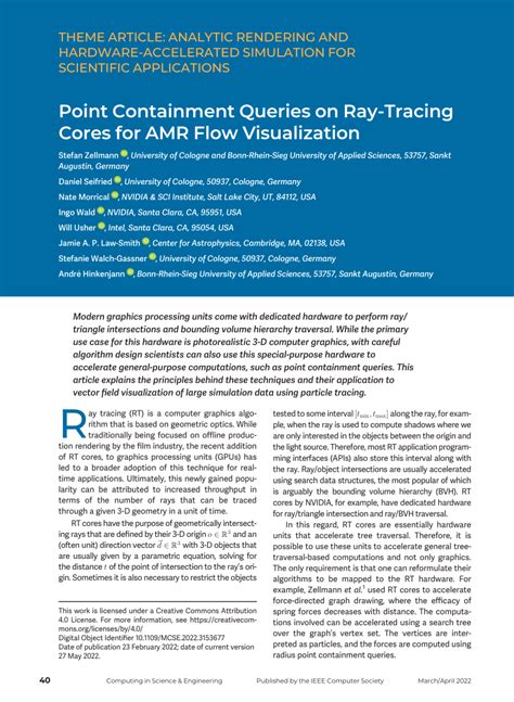 Pdf Point Containment Queries On Ray Tracing Cores For Amr Flow Visualization