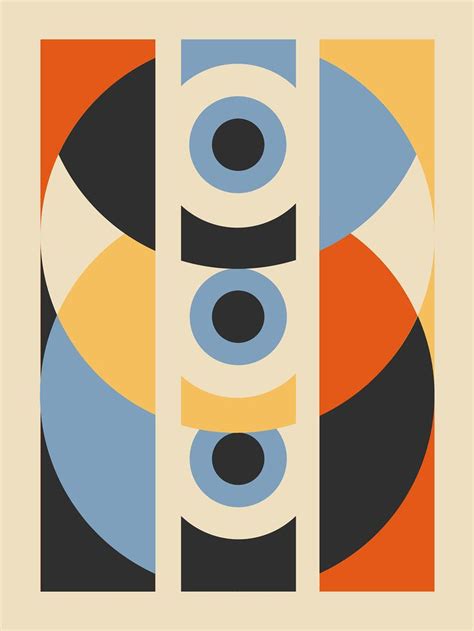 Bauhaus Style Art Concept Abstract Print With Geometric Shapes