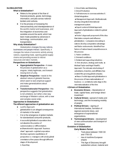 Tcw Reviewer Pdf Globalization Ideologies