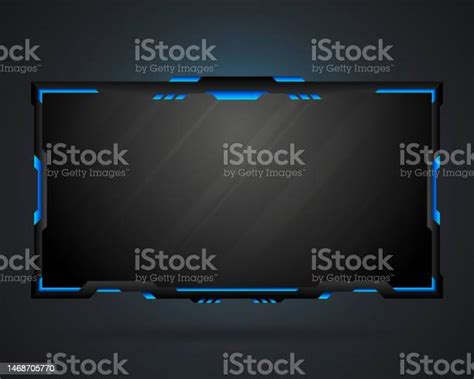 추상 네온 블루와 블랙 라이브 스트림 오버레이 웹캠 화면 패널 템플릿 Brand Name Video Game에 대한 스톡 벡터 아트 및 기타 이미지 Brand Name