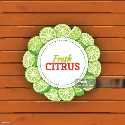 석 회와 골드 리본 보드 나무 배경 테두리 둥근 프레임 구성 됩니다 벡터 카드 그림입니다 식품 포장 해독 화장품 크림 주스의 디자인에 대 한 녹색 과일 레몬 라벨 개체