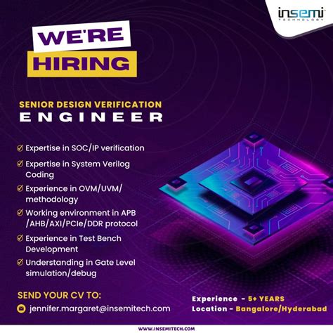 Hiringalert Verificationengineer Leadengineer Verilog Systemverilog Jenifer Margaret Dsa