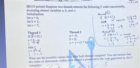 Solved 1230 Q110 Points Suppose Two Threads Execute The