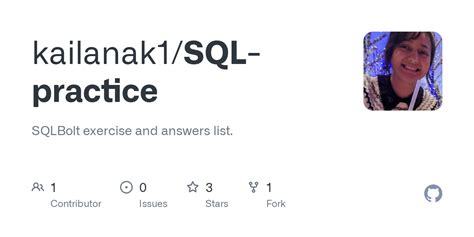GitHub Kailanak SQL Practice SQLBolt Exercise And Answers List