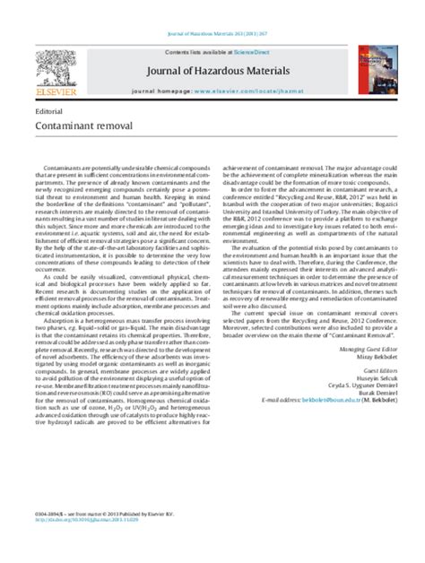 Pdf Contaminant Removal